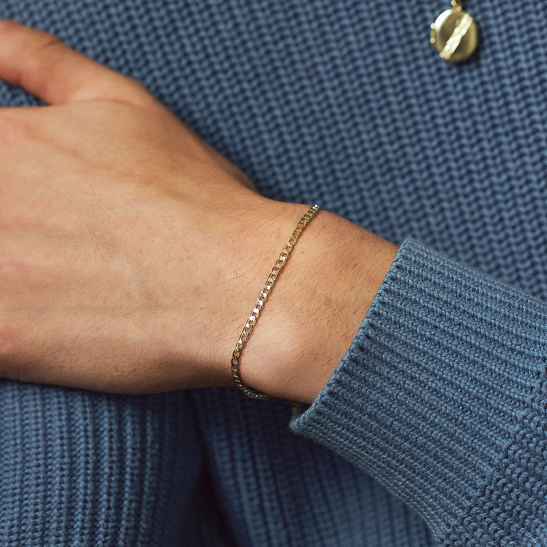 Gold Flat Cuban Chain Bracelet – SergeDeNimes US
