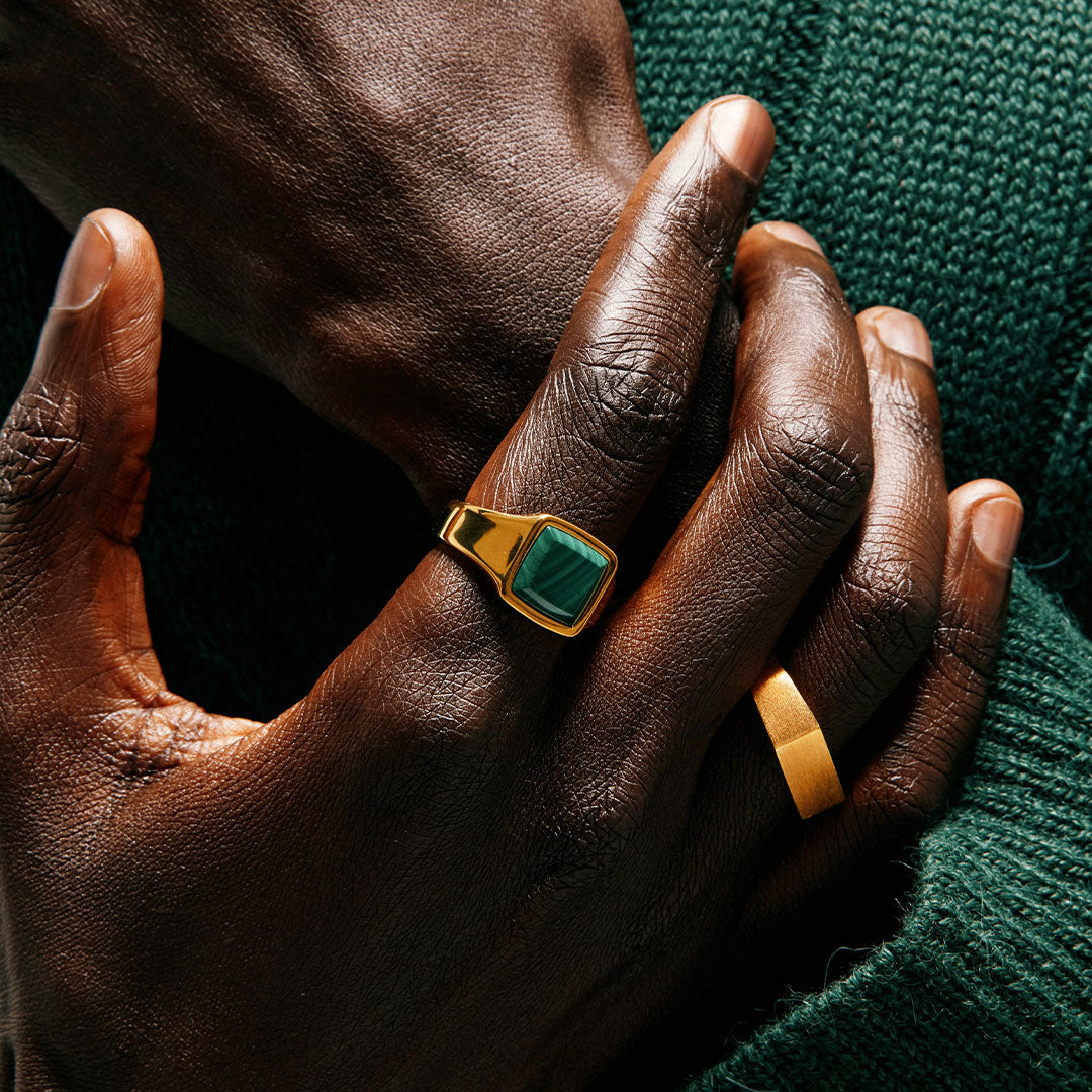 Gold Brushed Rectangle Ring – SergeDeNimes US